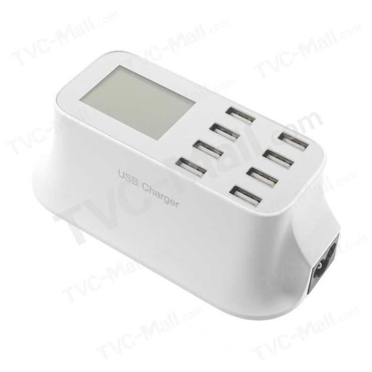 YC-CDA19 5V 8A 8-USB Smart Charger with LCD Battery Status Display ...
