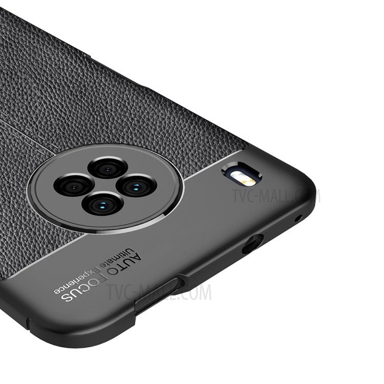 Shop Plain Litchi Surface Soft TPU Protective Back Cover for Huawei Y9a ...