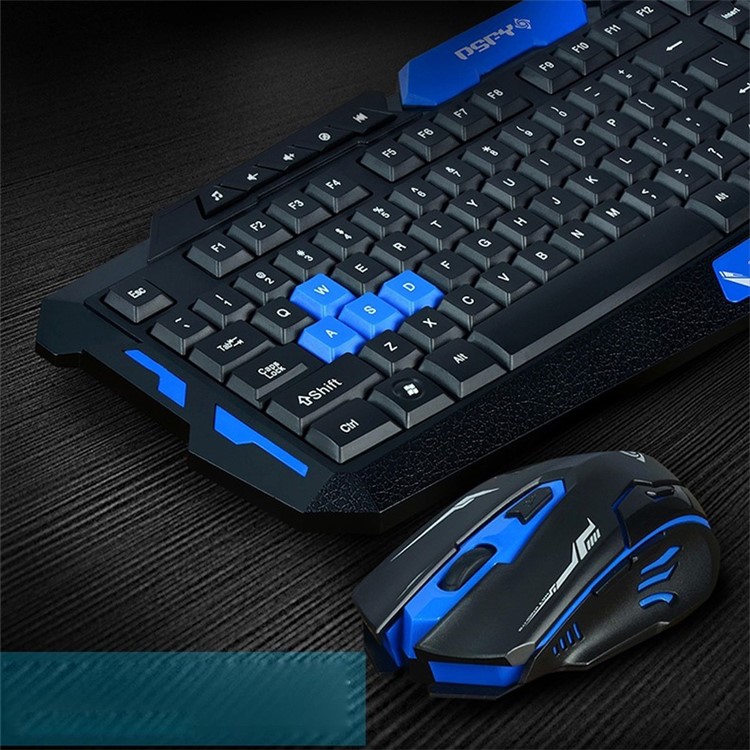 Wireless Gaming Keyboard and Mouse Combo - Black / Blue-TVC-Mall.com
