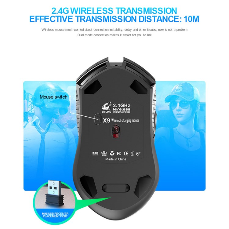 ZIYOU LANG X9 2.4G Wireless Mouse Portable Silent Mouse with 6 Keys ...