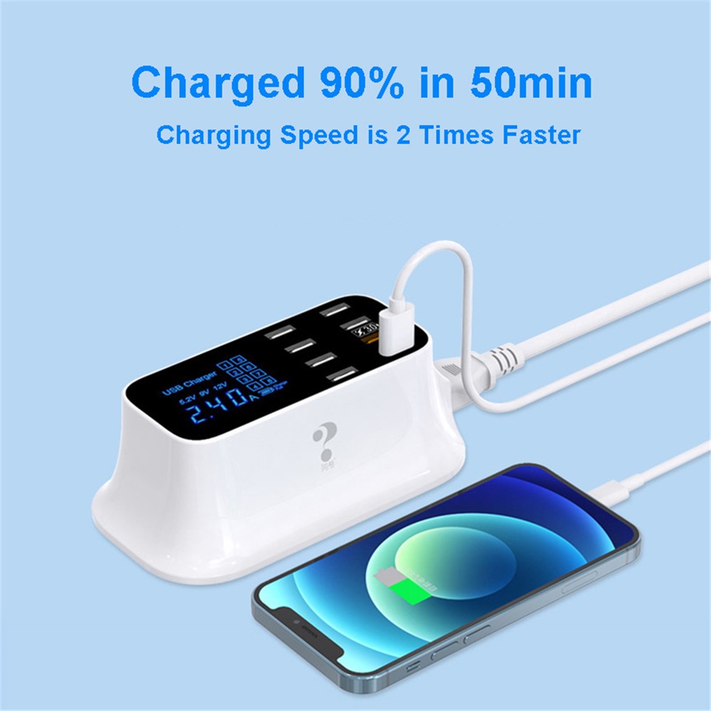 Compre YC-CDA19Q 75W 8-porta USB Fast Charger Desktop Multifunction ...